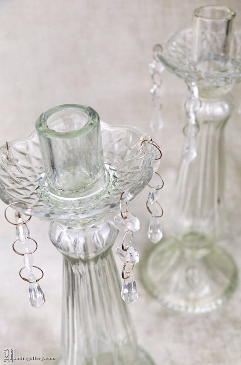 Two Antique Glass Candlesticks Pair 19th C. Candle Sticks - Etsy