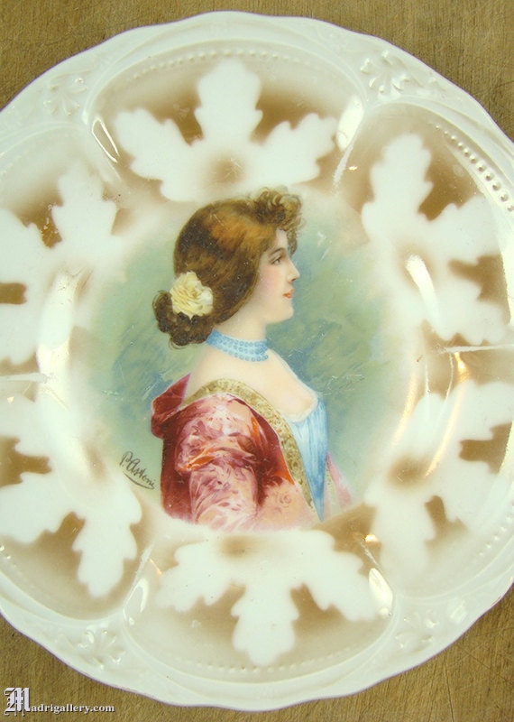 Antique Porcelain Portrait Cabinet Plate Hand Painted Gilded - Etsy