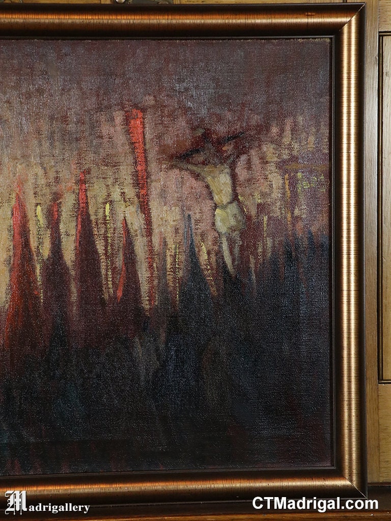Antique Oil Painting, Christ on the Cross, Impressionist Religious ...