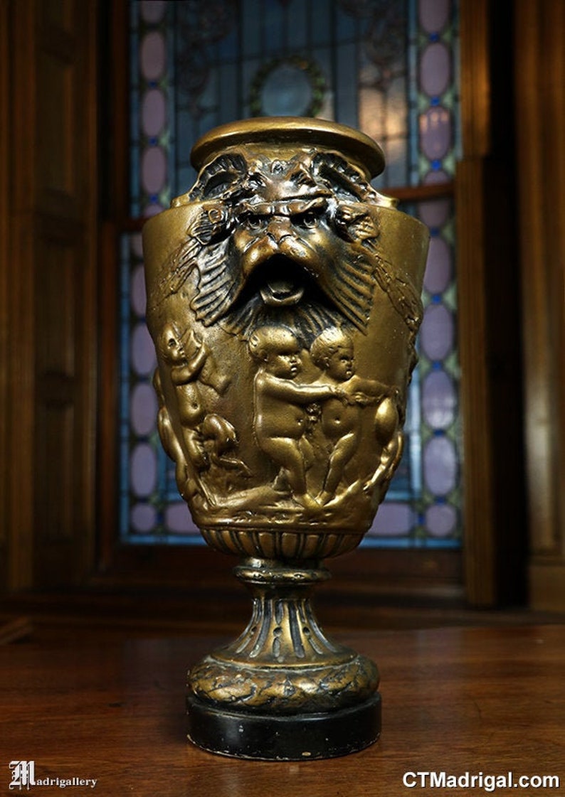 Devil Face Vase, Antique Grotesque Style Urn , Big Tall Centerpiece ...