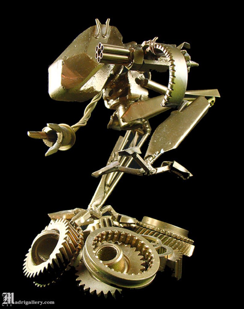 Sci-fi Machine Gun-toting Apocalyptic Robot Sculpture, Brutalist Art ...