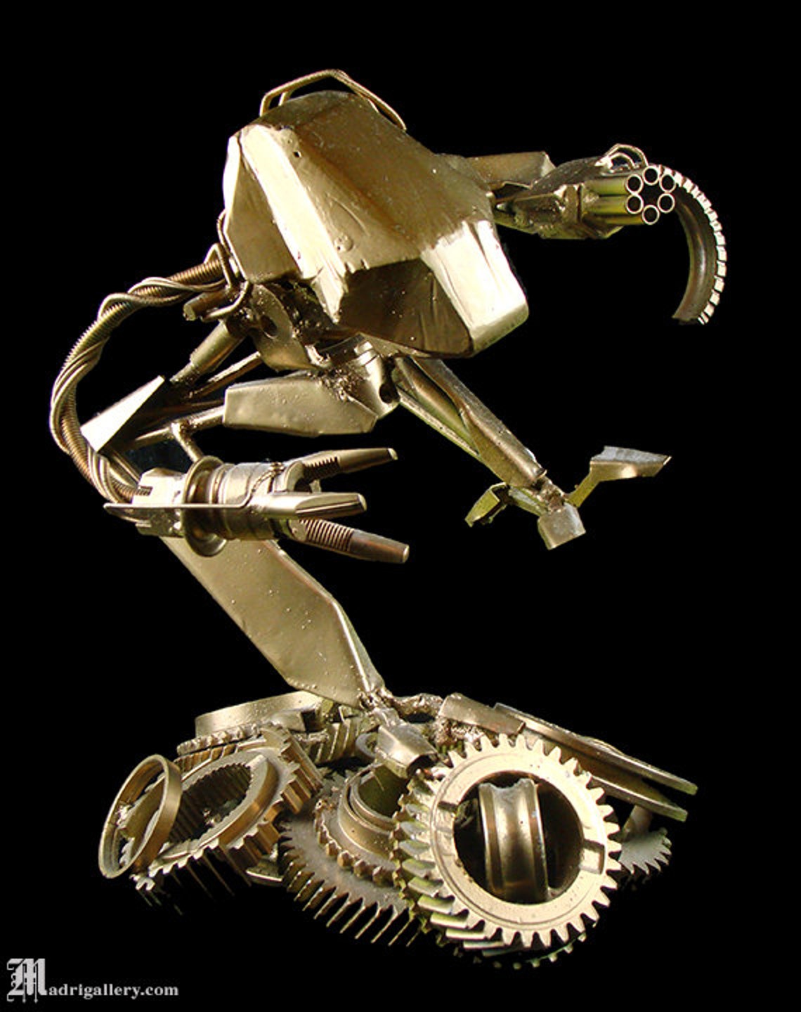 Sci-fi Machine Gun-toting Apocalyptic Robot Sculpture, Brutalist Art ...