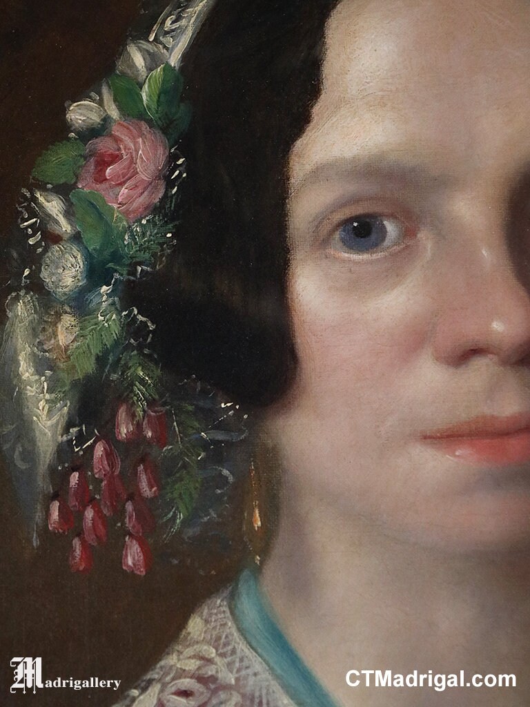 Antique Victorian Painting Oil Portrait on Canvas, 19th Century Young ...
