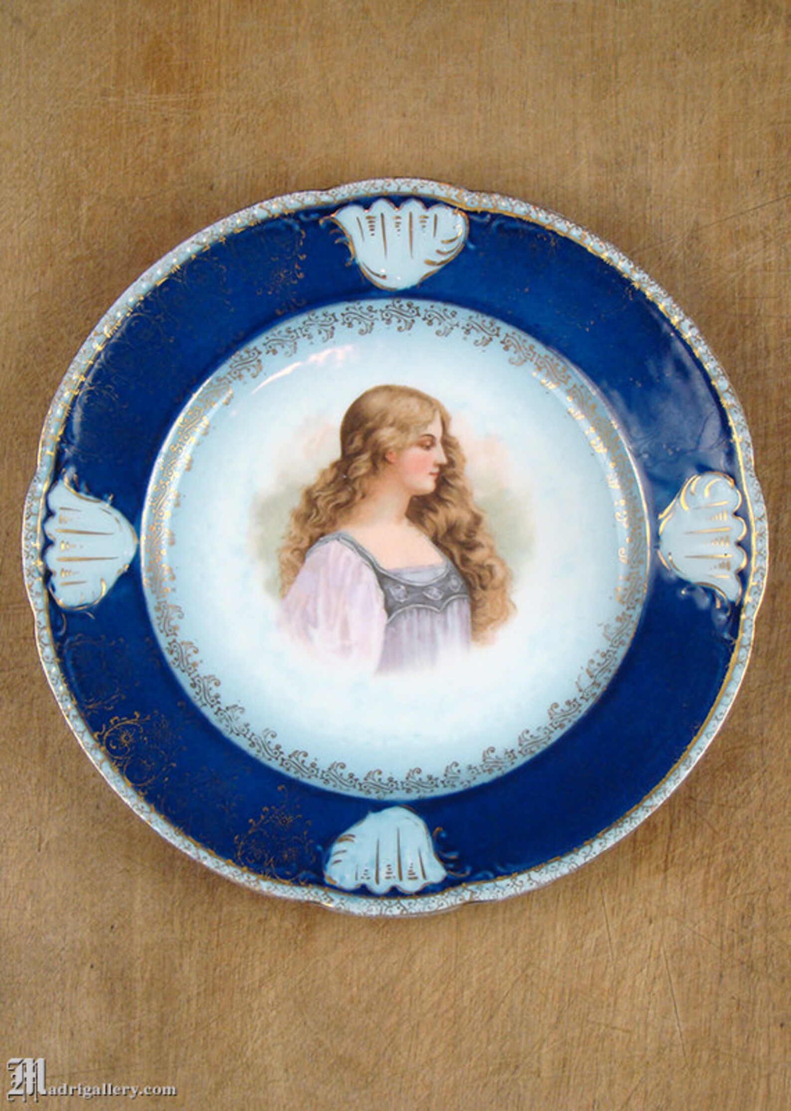 Antique Porcelain Portrait Cabinet Plate, Hand Painted and Gilded, Flow ...