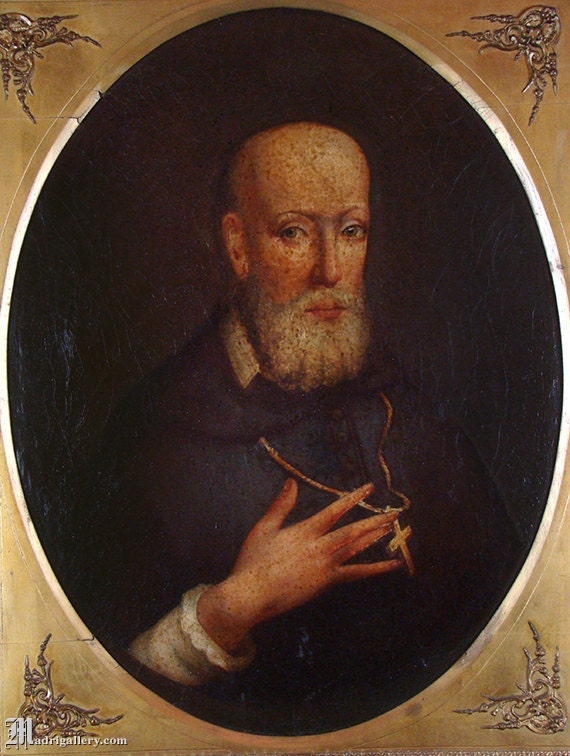 17th Century Oil on Canvas Portrait Painting of a Priest or Religious ...