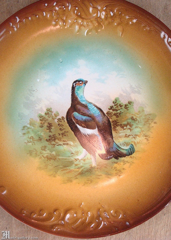 Antique Porcelain Bird Plate, Hand Painted Cabinet Plate, Gilt Gilded ...