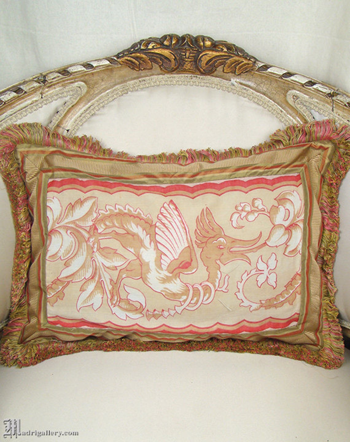 Antique Pillow Pair, 18th Century Gothic Gryphon Griffin Gargoyle ...