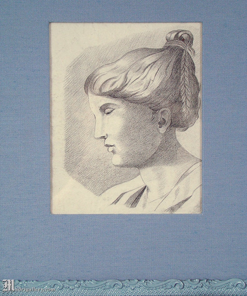 18th C. Neo-classical Pair of Portrait Drawings, Laid Paper, in Robins ...