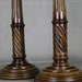BIG Antique Turned Wood Candlestick Pair Two Tall Barley Twist Wooden ...