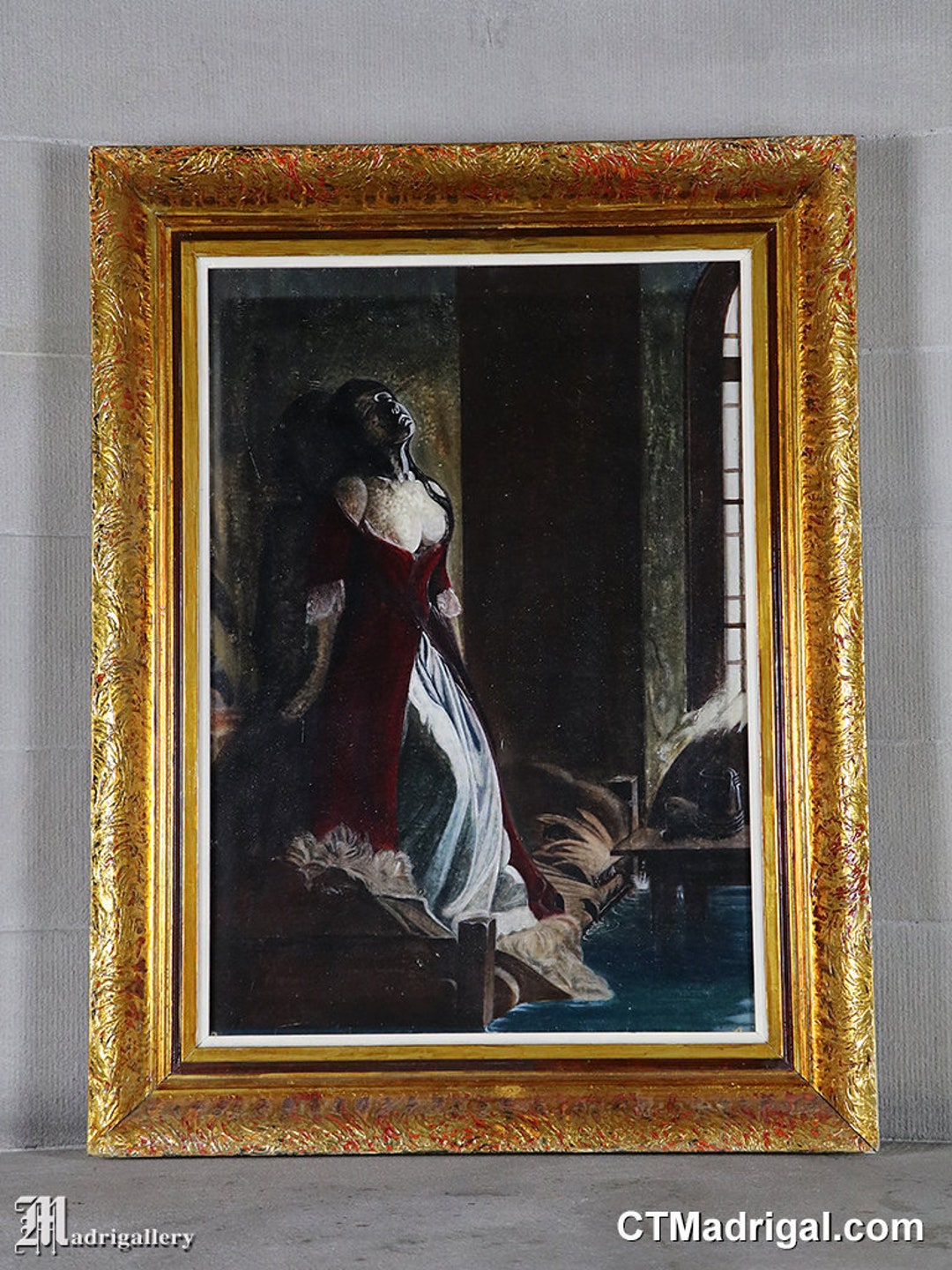 Antique Oil Portrait Painting Beautiful Woman Princess Tarakanova Gilt ...