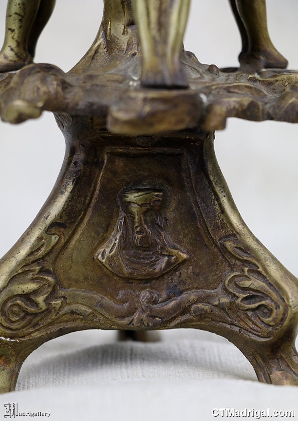 Antique Candlestick, Bronze Candelabra Candle Holder Figural Boy Putto ...