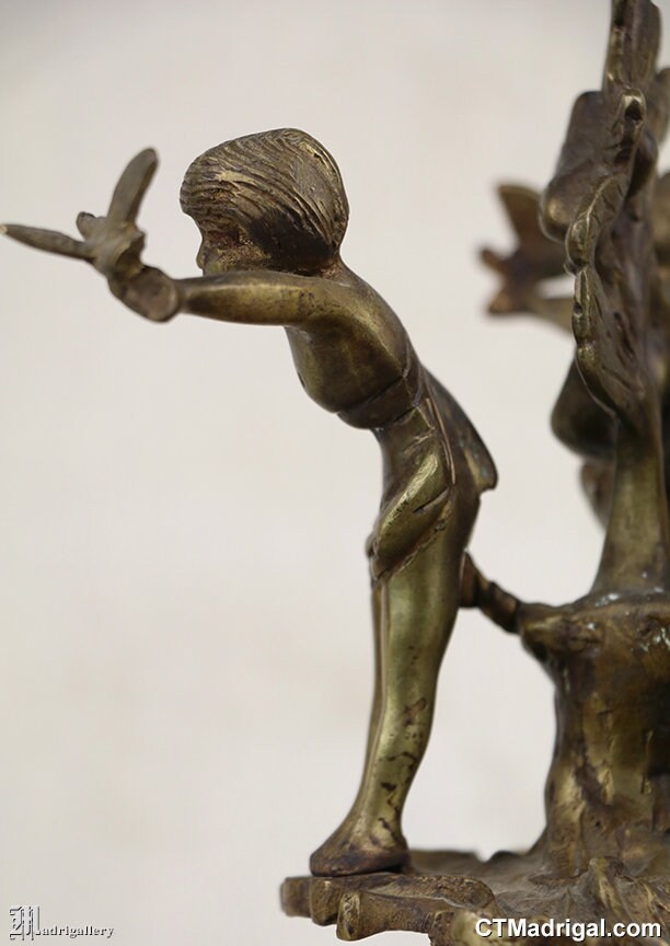 Antique Candlestick, Bronze Candelabra Candle Holder Figural Boy Putto ...