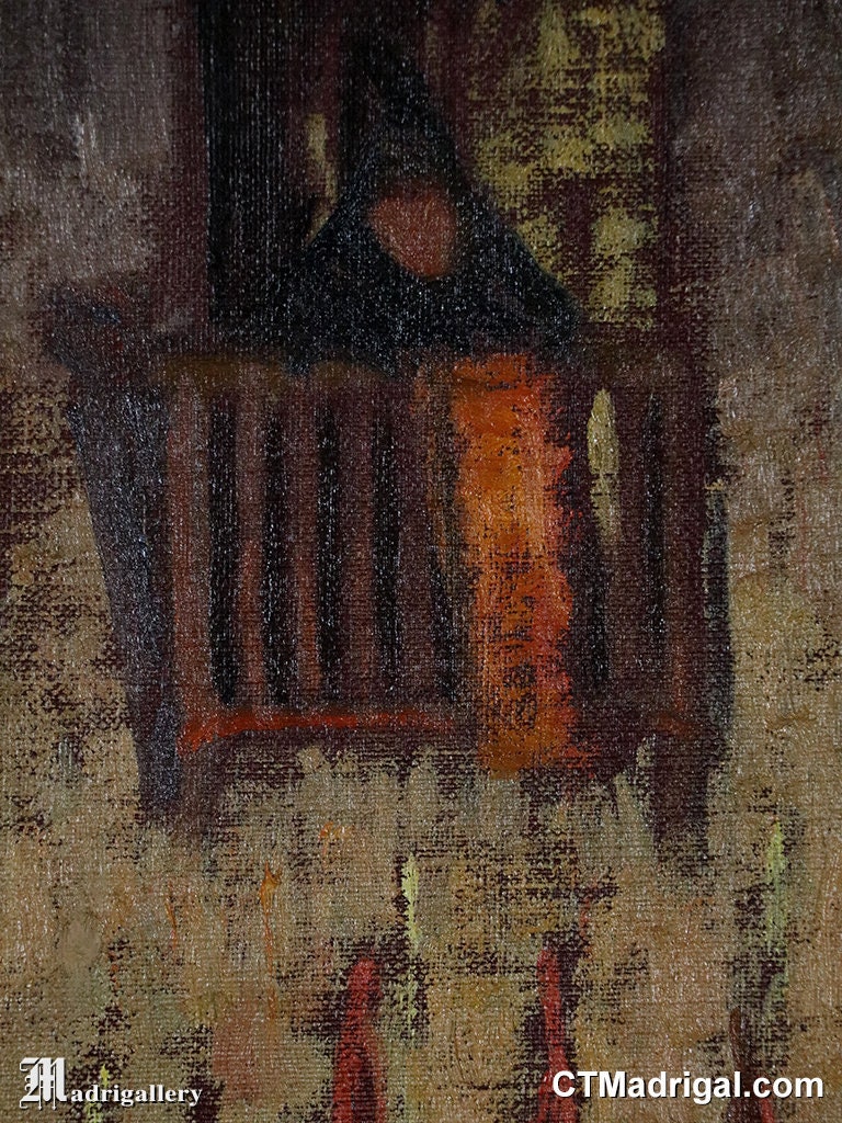 Antique Oil Painting, Christ on the Cross, Impressionist Religious ...