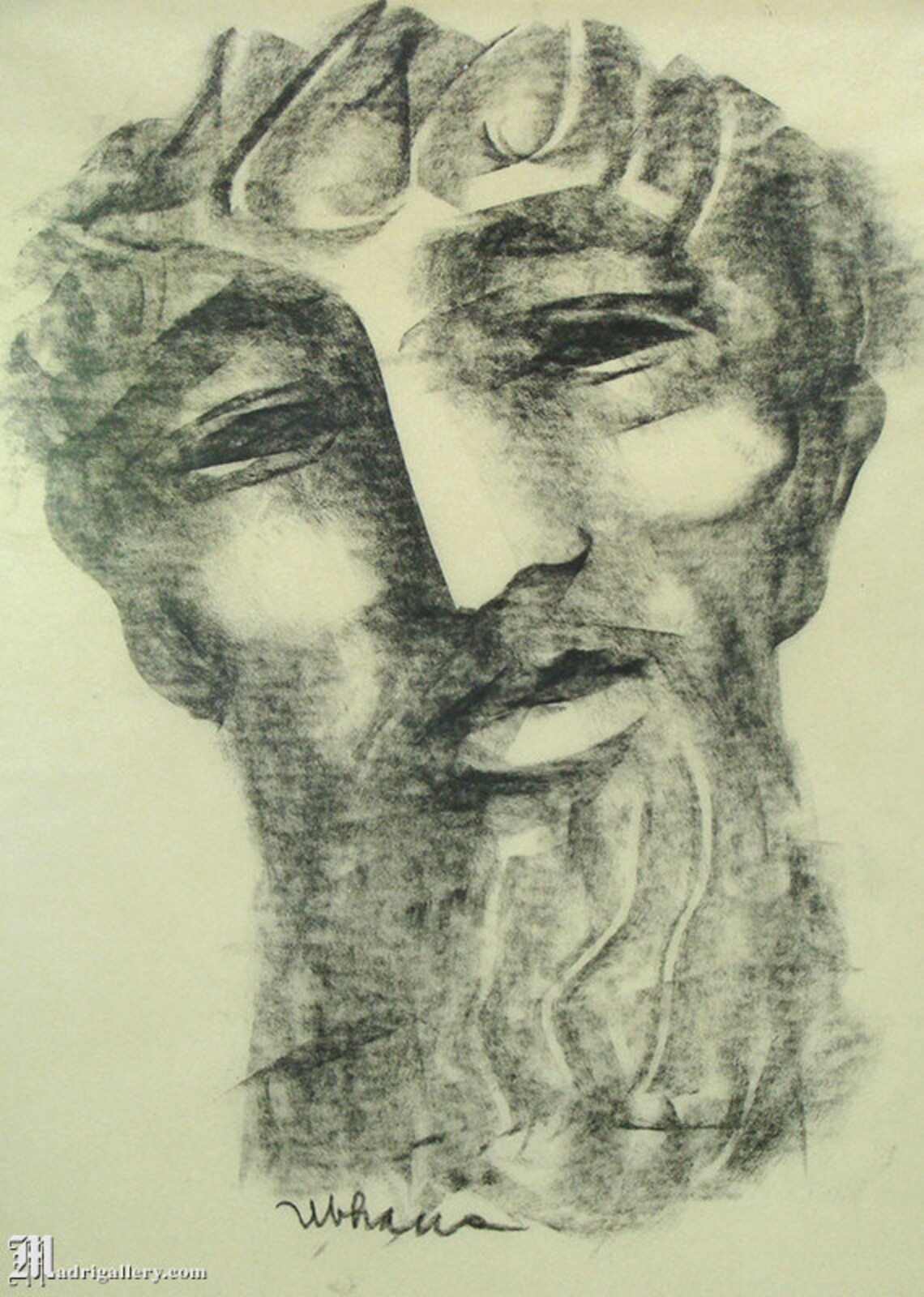 Antique Portrait Drawing, Classical Study Head Man, Charcoal, Modernism ...