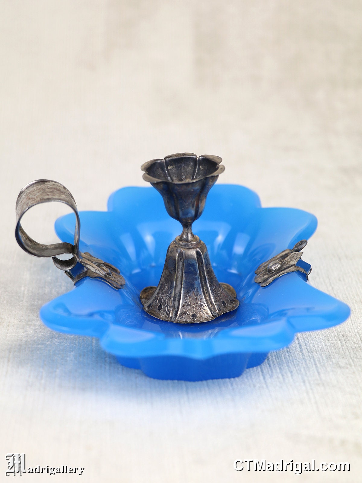 Antique Chamber Stick Candlestick Candle Holder Silver 1800s Opaline ...