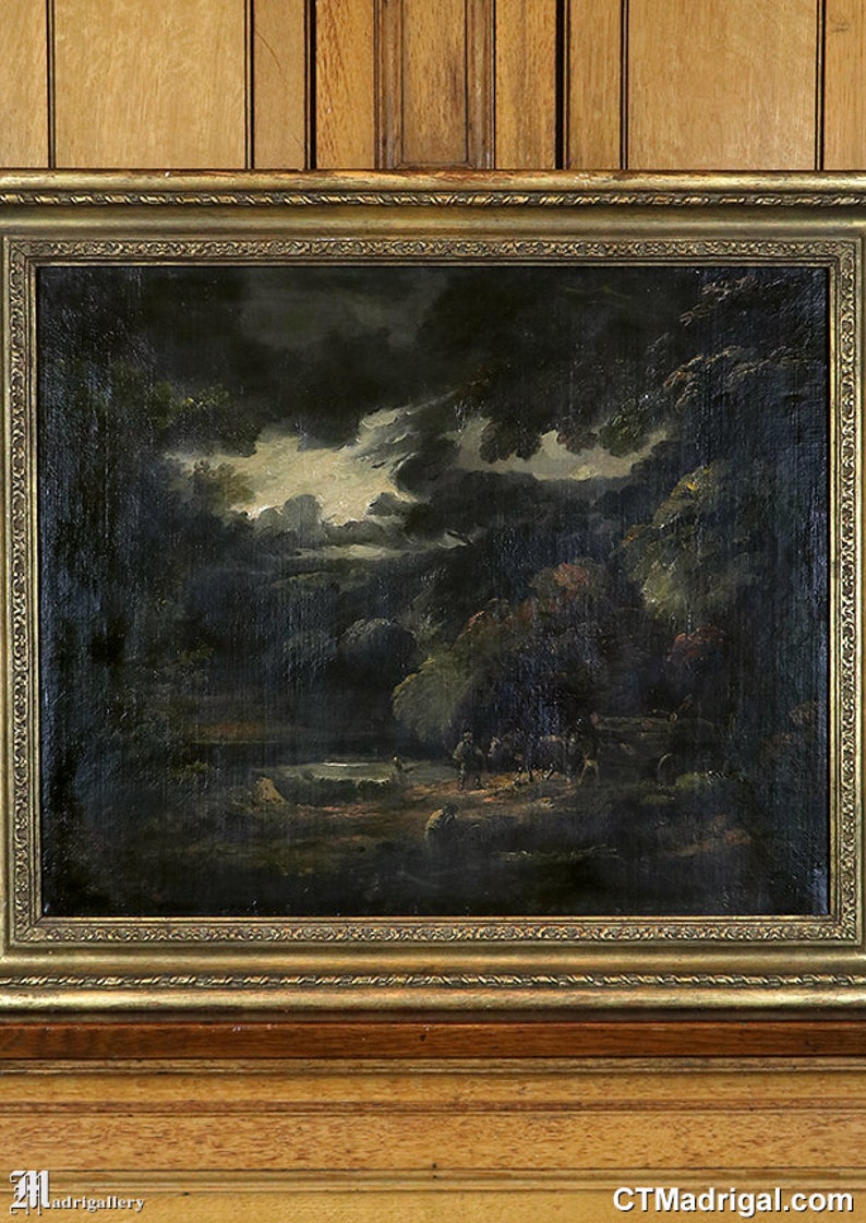 John Joseph Barker Antique Oil Painting Canvas Forrest Landscape 1800 ...