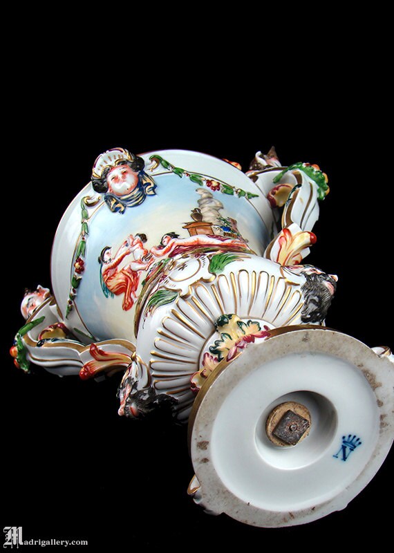 Antique Devil Vase, Capodimonte Porcelain Urn, Hand Painted, Gilded ...