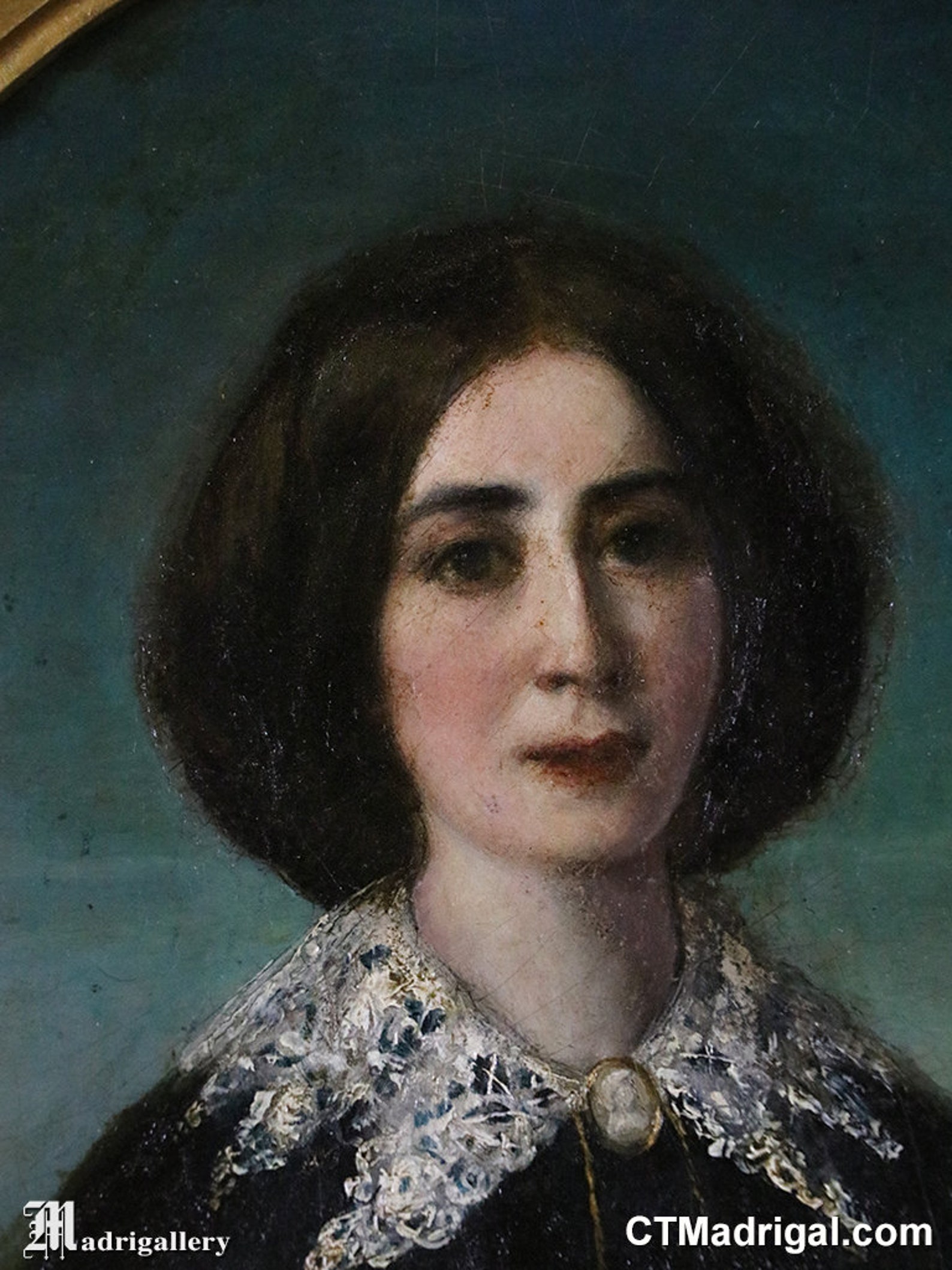 Antique Victorian Painting Oil Portrait on Canvas, 19th Century Young ...