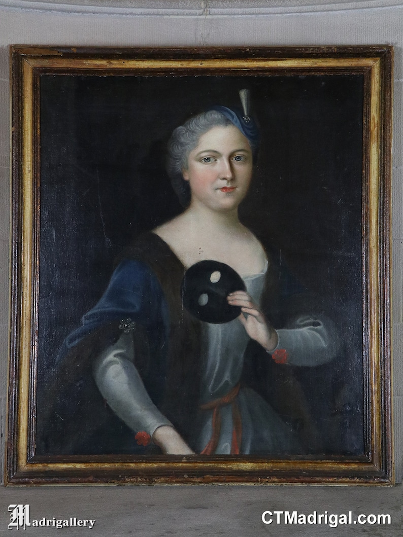 Large Antique Georgian Regency Oil Portrait Painting on Board Beautiful ...