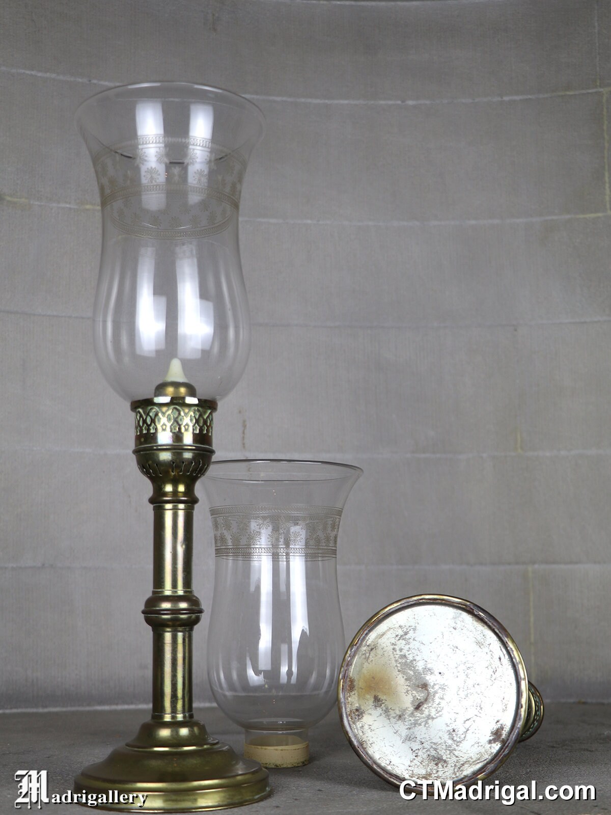 Candlestick Pair, Two 2 Brass Glass Candle Holder Sticks Candelabras ...