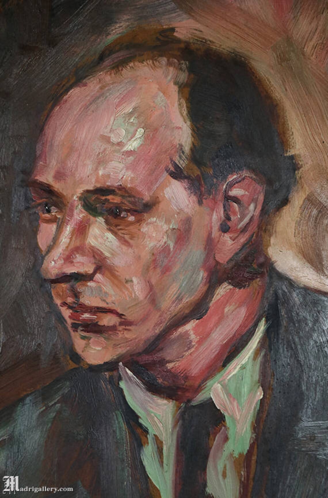 1956 Portrait Painting Gentleman, Midcentury Modern Mad Men Era Man ...