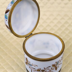 Antique French Opaling Glass Box, Hand Painted Enameled Dresser Jar ...