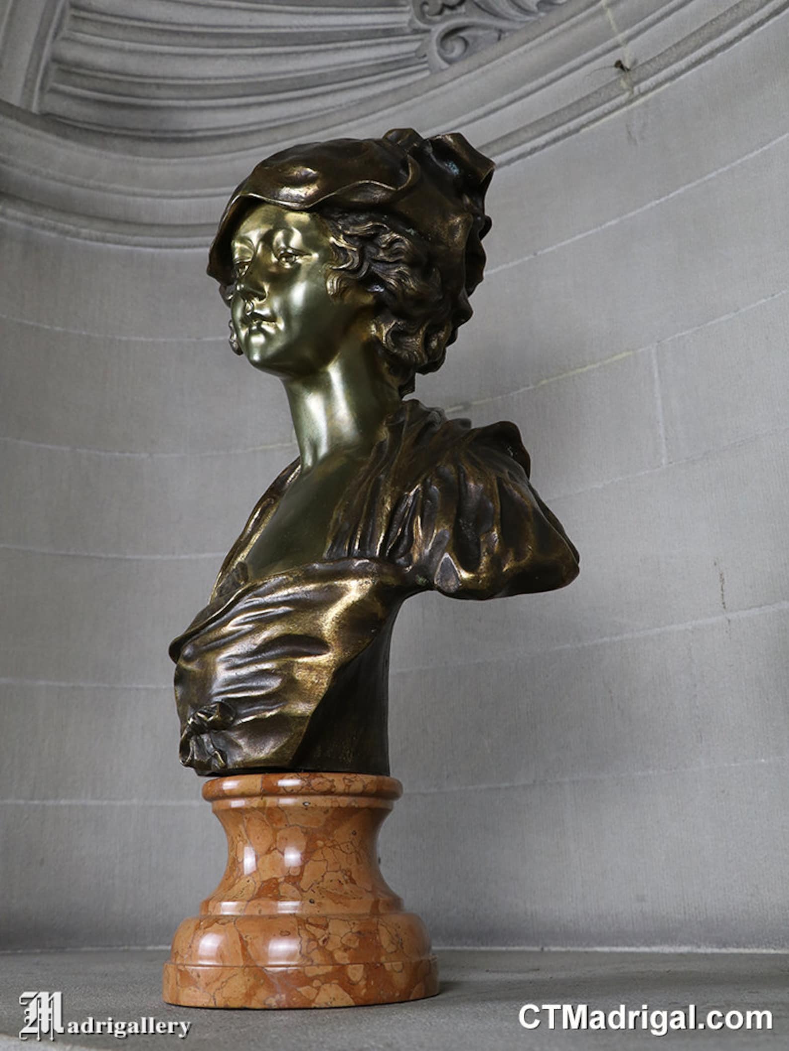 Big Antique Bronze Bust Gilt Gilded Woman Portrait Statue Sculpture ...