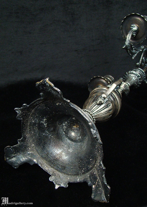 Antique Silver-plate Candelabra, Ornate Candle Holder, 3 Arm, Tall and ...