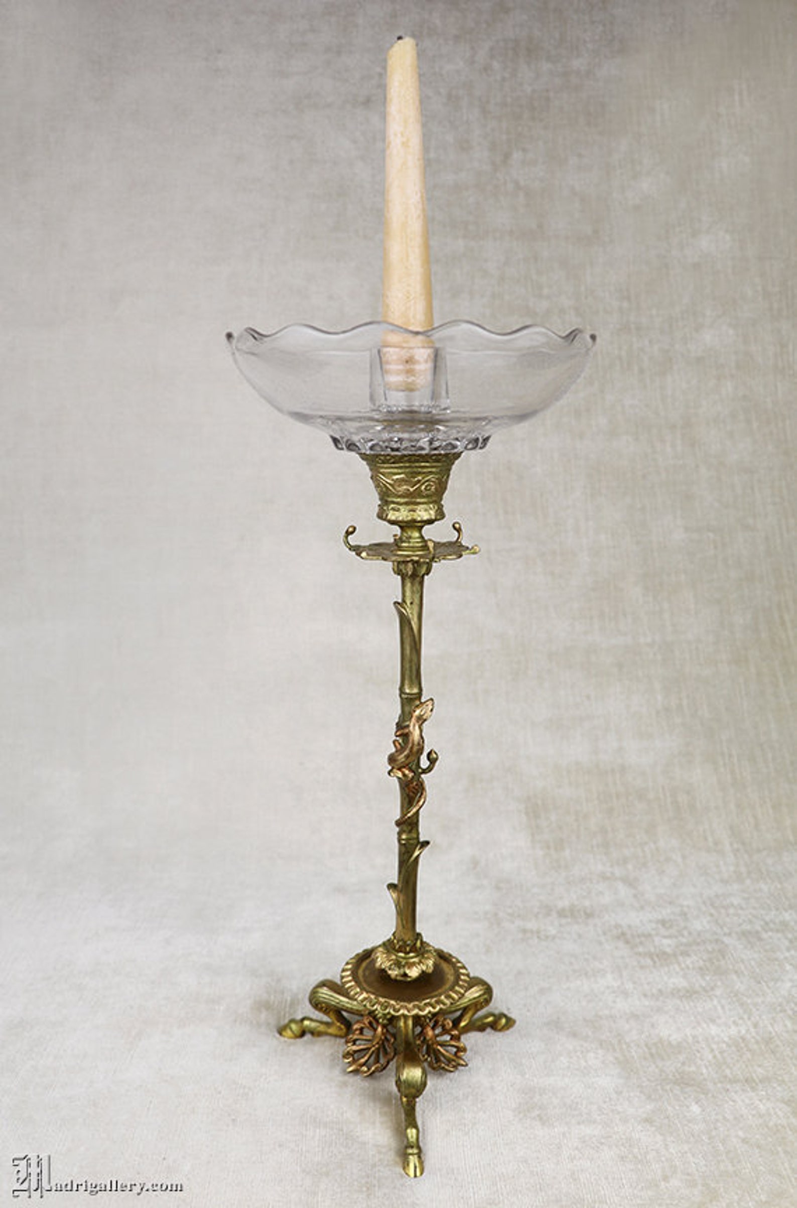 Antique Lizard Candlestick, Victorian Gilt Gilded Bronze Brass ...