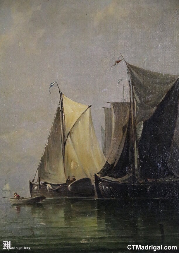 Joseph Bartholomew Kidd Antique Oil Painting Canvas Marine Ocean ...