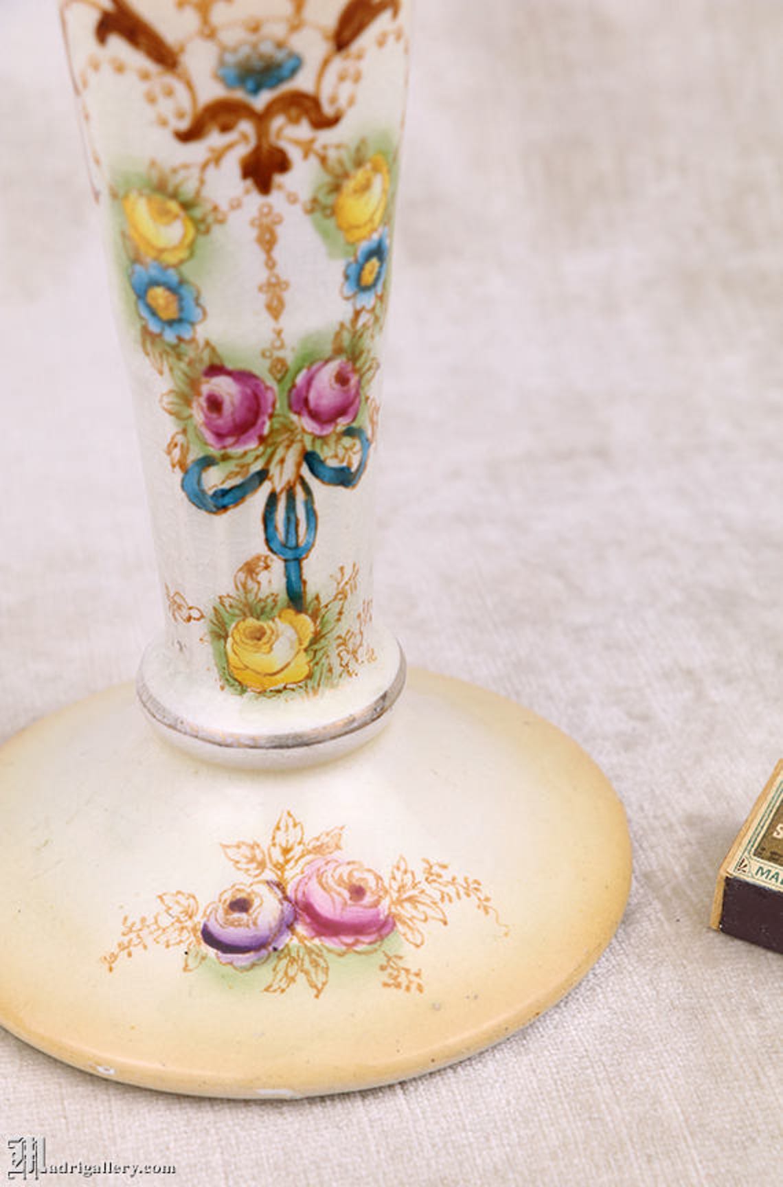 Victorian Candlestick, Antique Hand Painted Porcelain Candle Holder ...