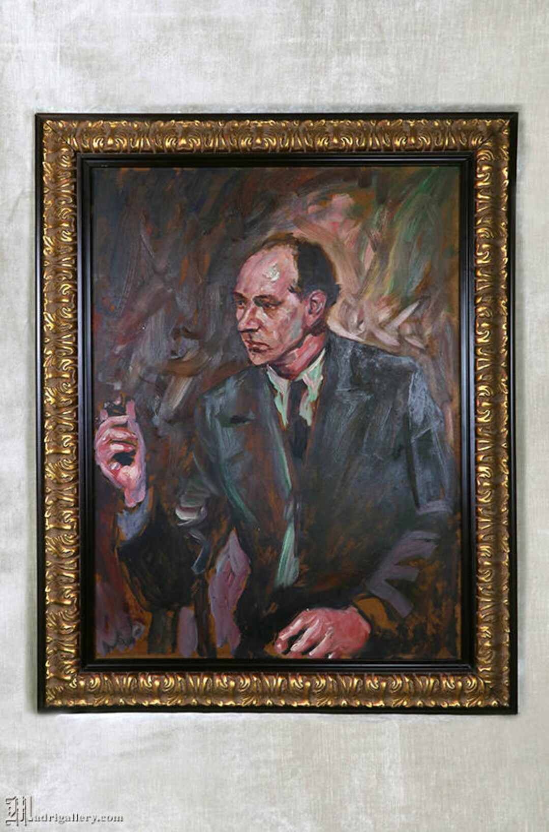 1956 Portrait Painting Gentleman, Midcentury Modern Mad Men Era Man ...