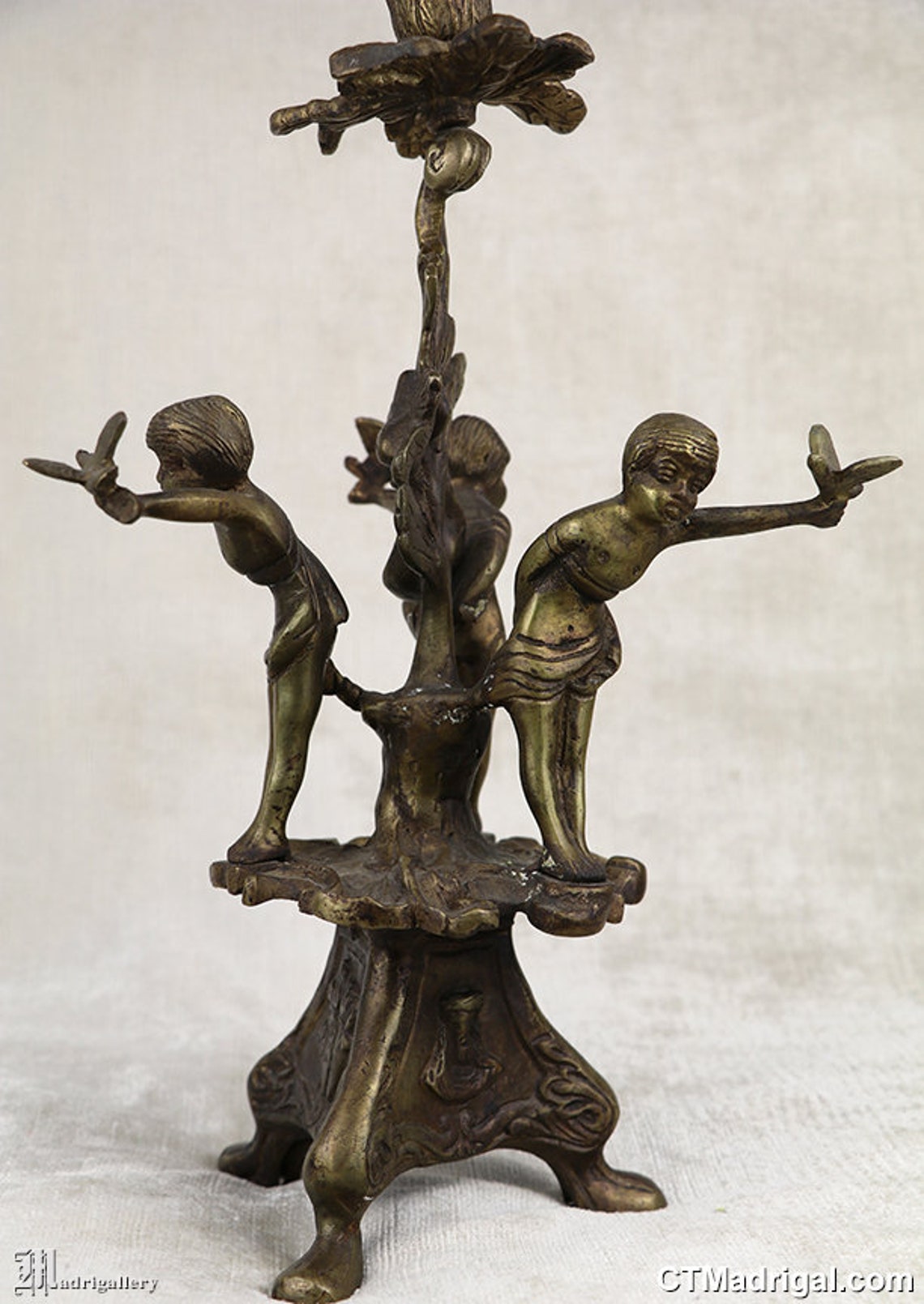 Antique Candlestick, Bronze Candelabra Candle Holder Figural Boy Putto ...