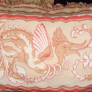 Antique Pillow Pair, 18th Century Gothic Gryphon Griffin Gargoyle ...