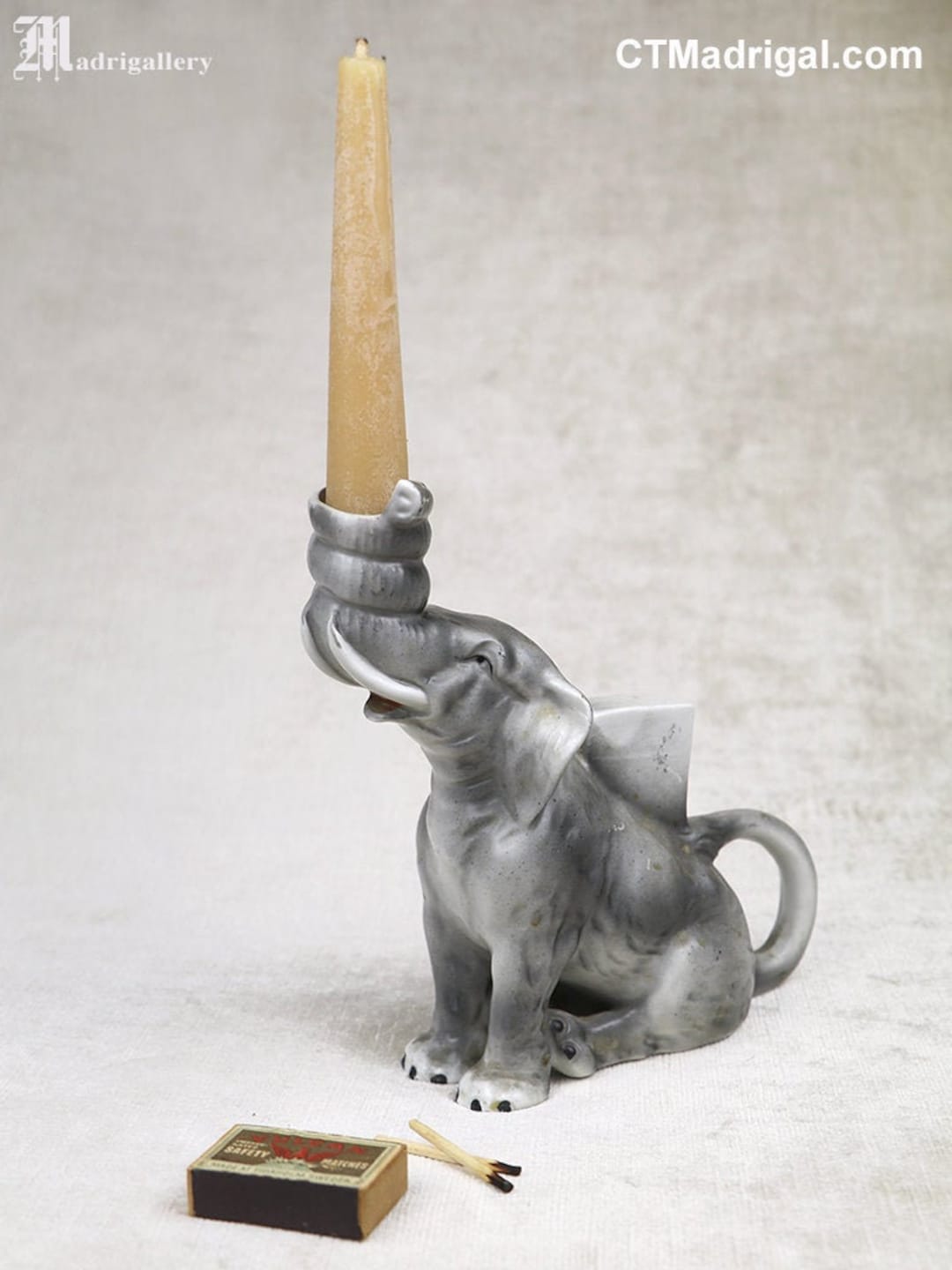 Elephant Chamberstick Candlestick, Figural Animal Chamber Stick Candle ...
