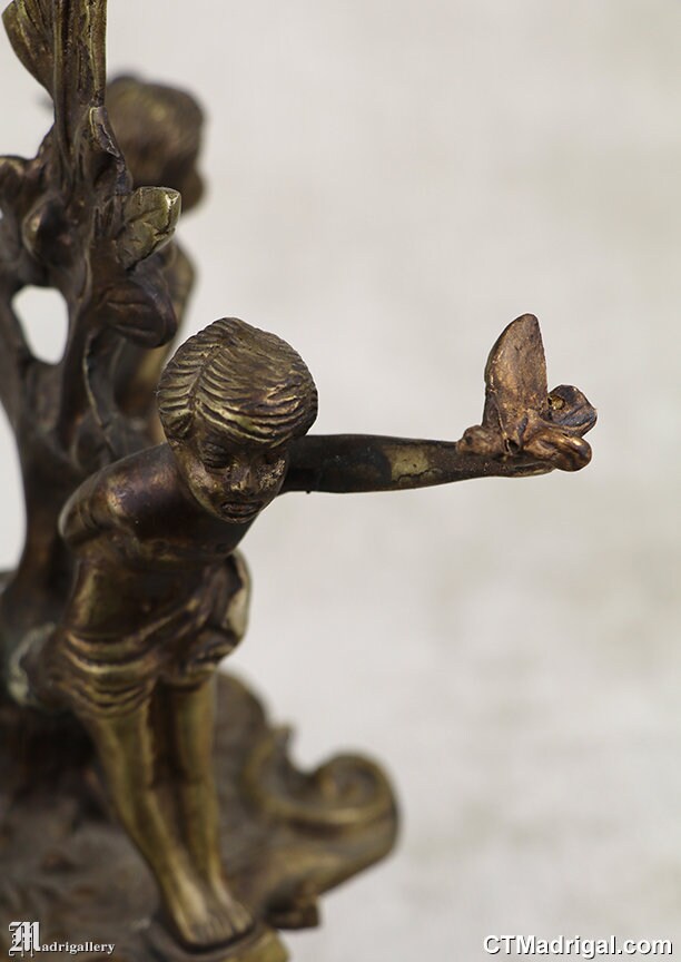 Antique Candlestick, Bronze Candelabra Candle Holder Figural Boy Putto ...