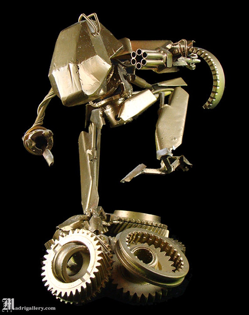 Sci-fi Machine Gun-toting Apocalyptic Robot Sculpture, Brutalist Art ...