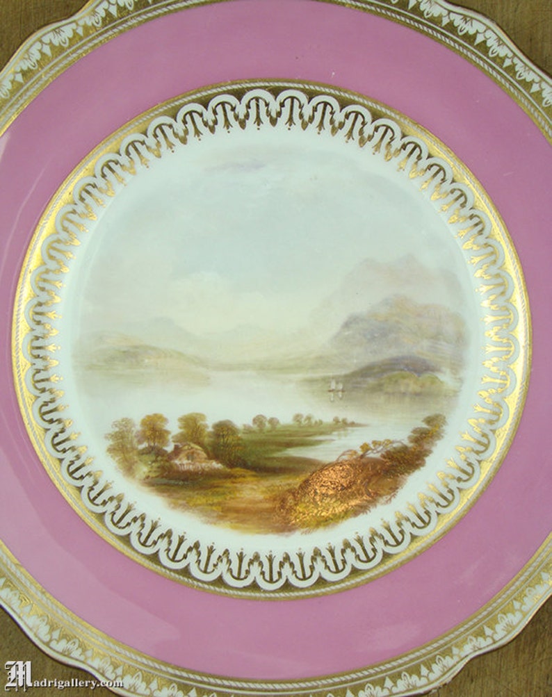 Antique Porcelain Cabinet Plate, Hand Painted Landscape, 1800s / 19th ...