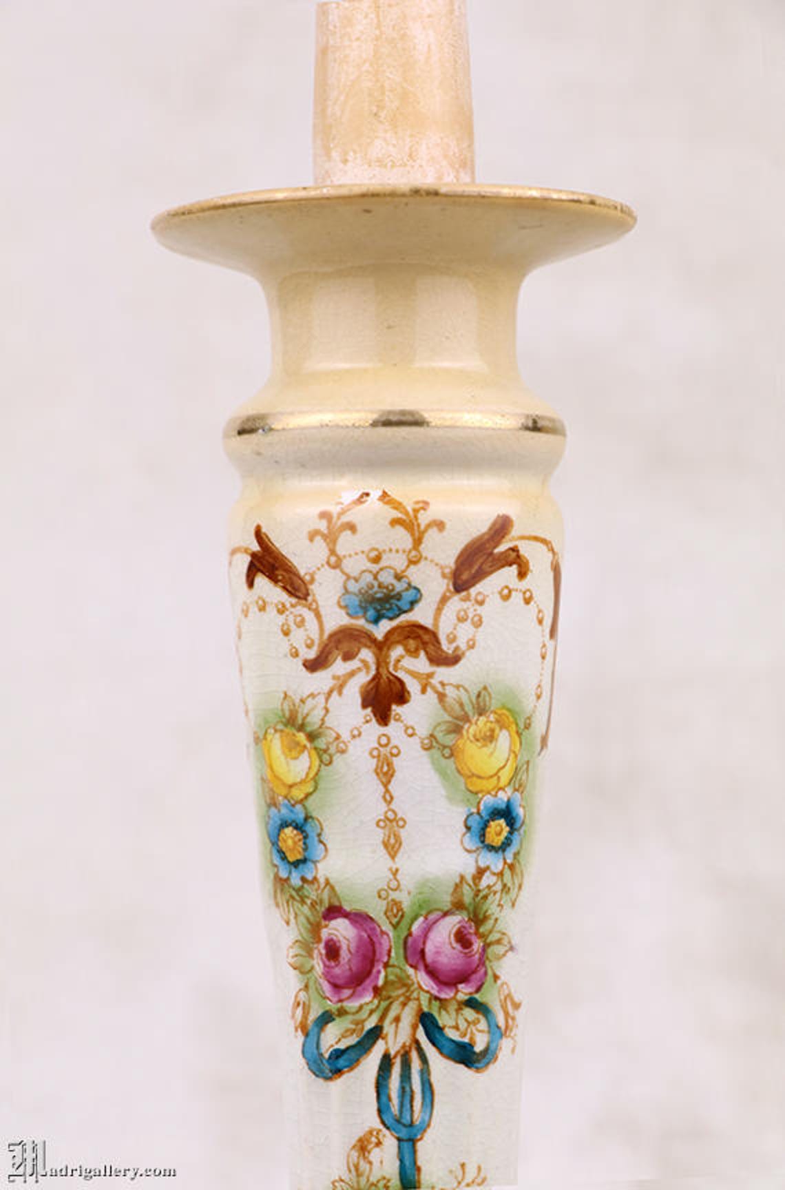 Victorian Candlestick, Antique Hand Painted Porcelain Candle Holder ...