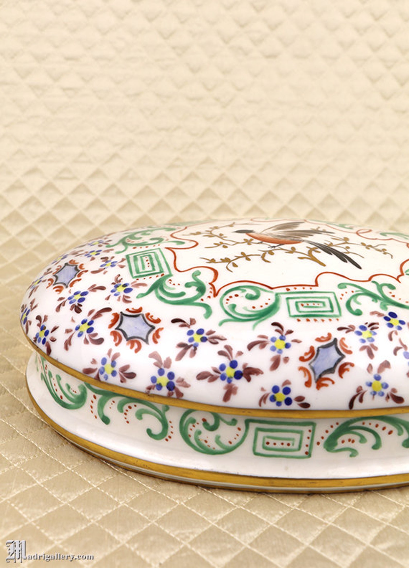 Big Antique Porcelain Box, Hand Painted Birds, French France Jewelry ...
