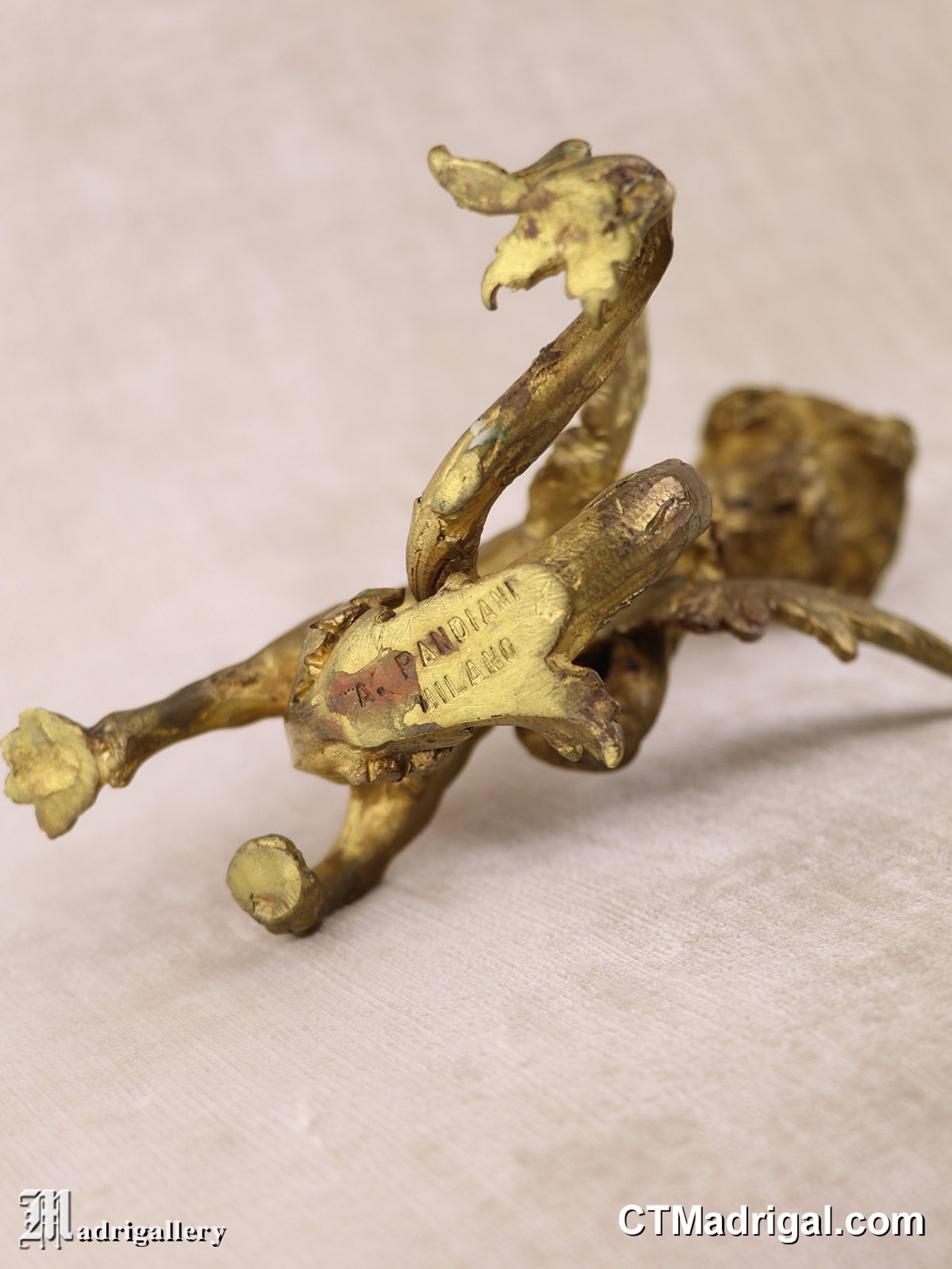 Antique Dragon Child Candlestick Gilt Brass Bronze Putto Figural ...