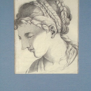 18th C. Neo-classical Pair of Portrait Drawings, Laid Paper, in Robins ...