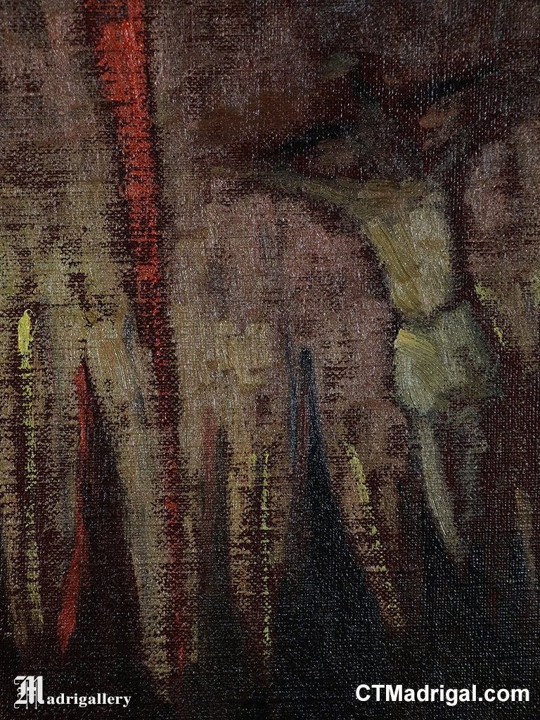 Antique Oil Painting, Christ on the Cross, Impressionist Religious ...