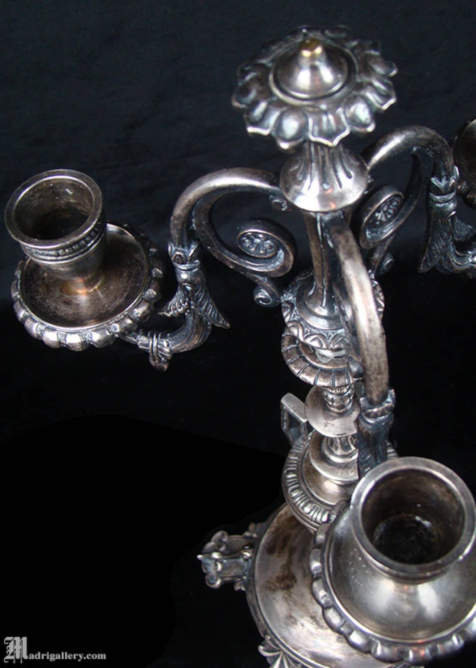 Antique Silver-plate Candelabra, Ornate Candle Holder, 3 Arm, Tall and ...