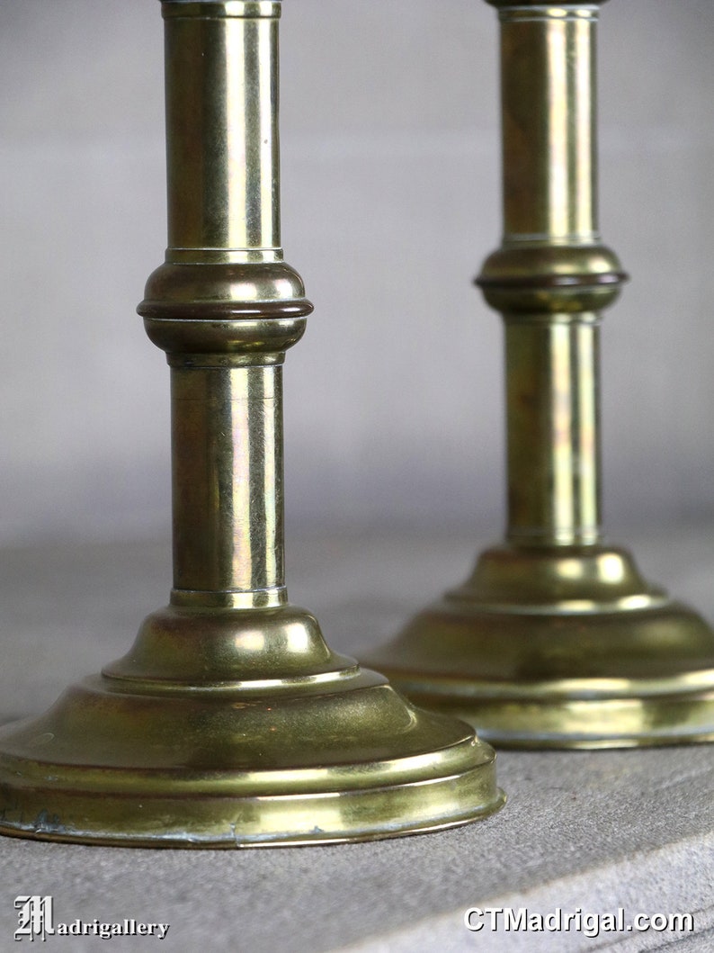 Candlestick Pair, Two 2 Brass Glass Candle Holder Sticks Candelabras ...