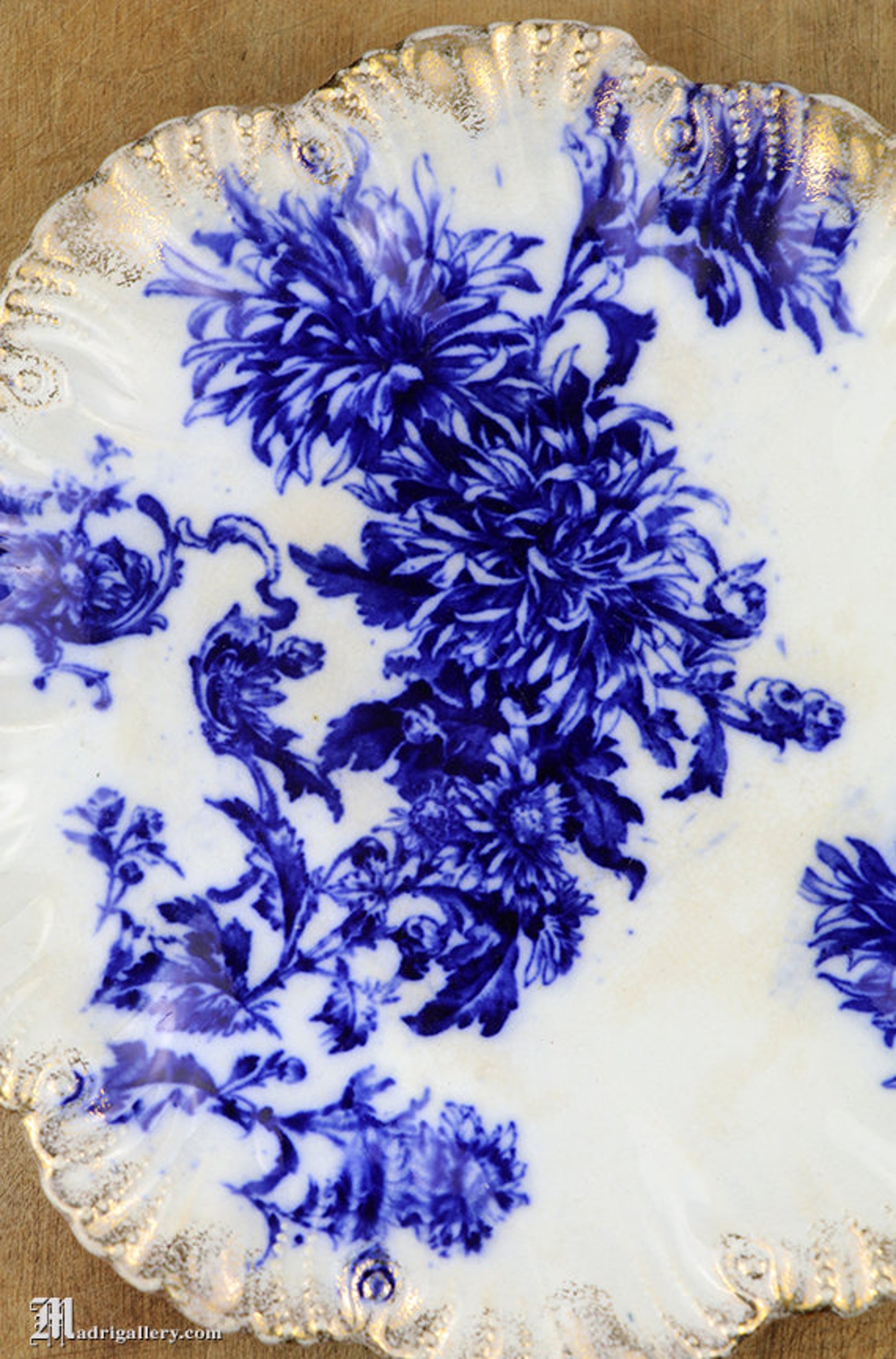 Antique Flow Blue Plate, Porcelain Cabinet Plate, Gold Gilt Gilded ...