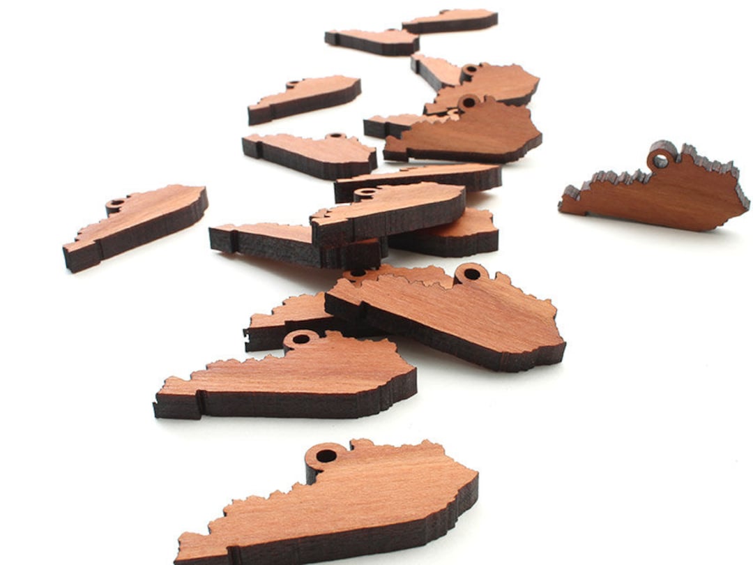 Kentucky KY Mini Wood Charms - State Cutout Jewelry and Craft Accessory ...