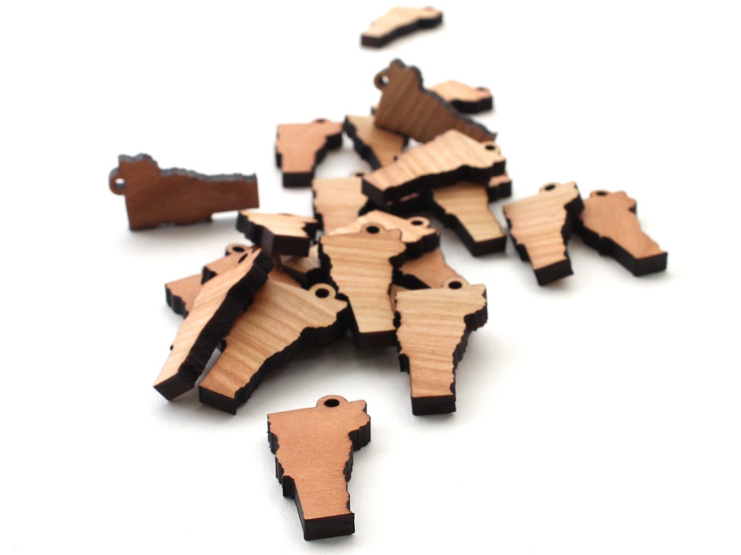 Vermont VT Mini Wood Charms - State Cutout Jewelry and Craft Accessory ...