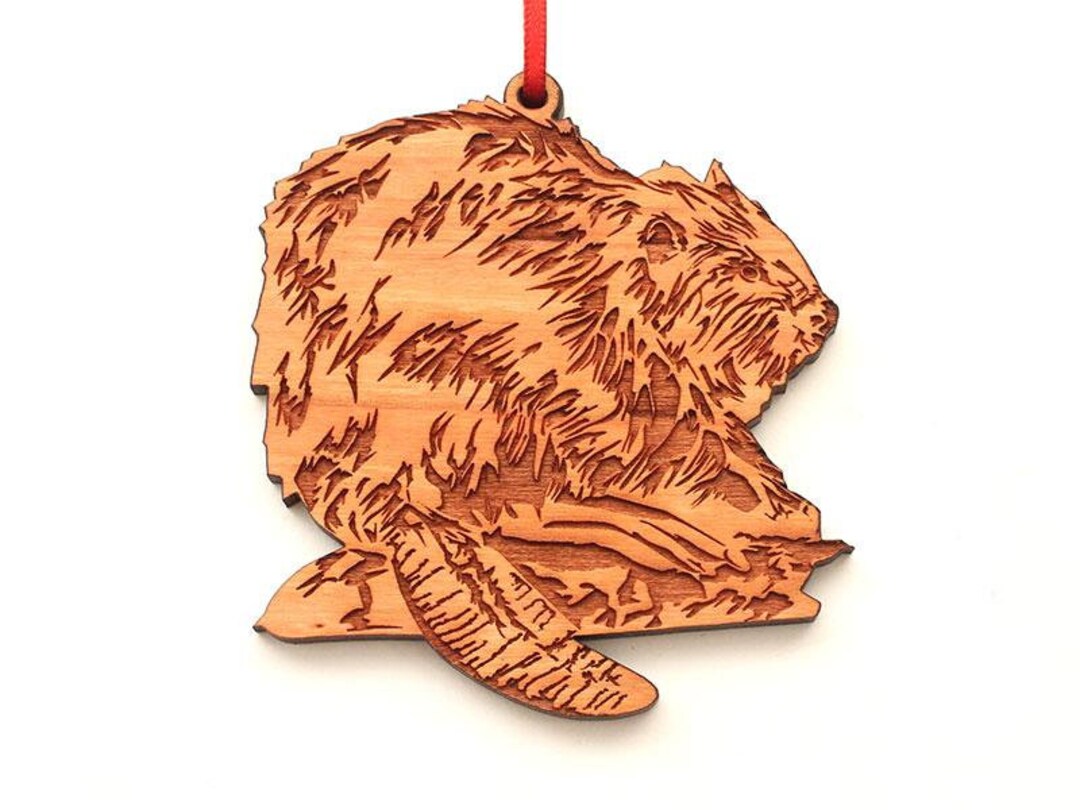 Beaver Ornament - Wooden Beaver Christmas Tree Ornament - Black Walnut ...