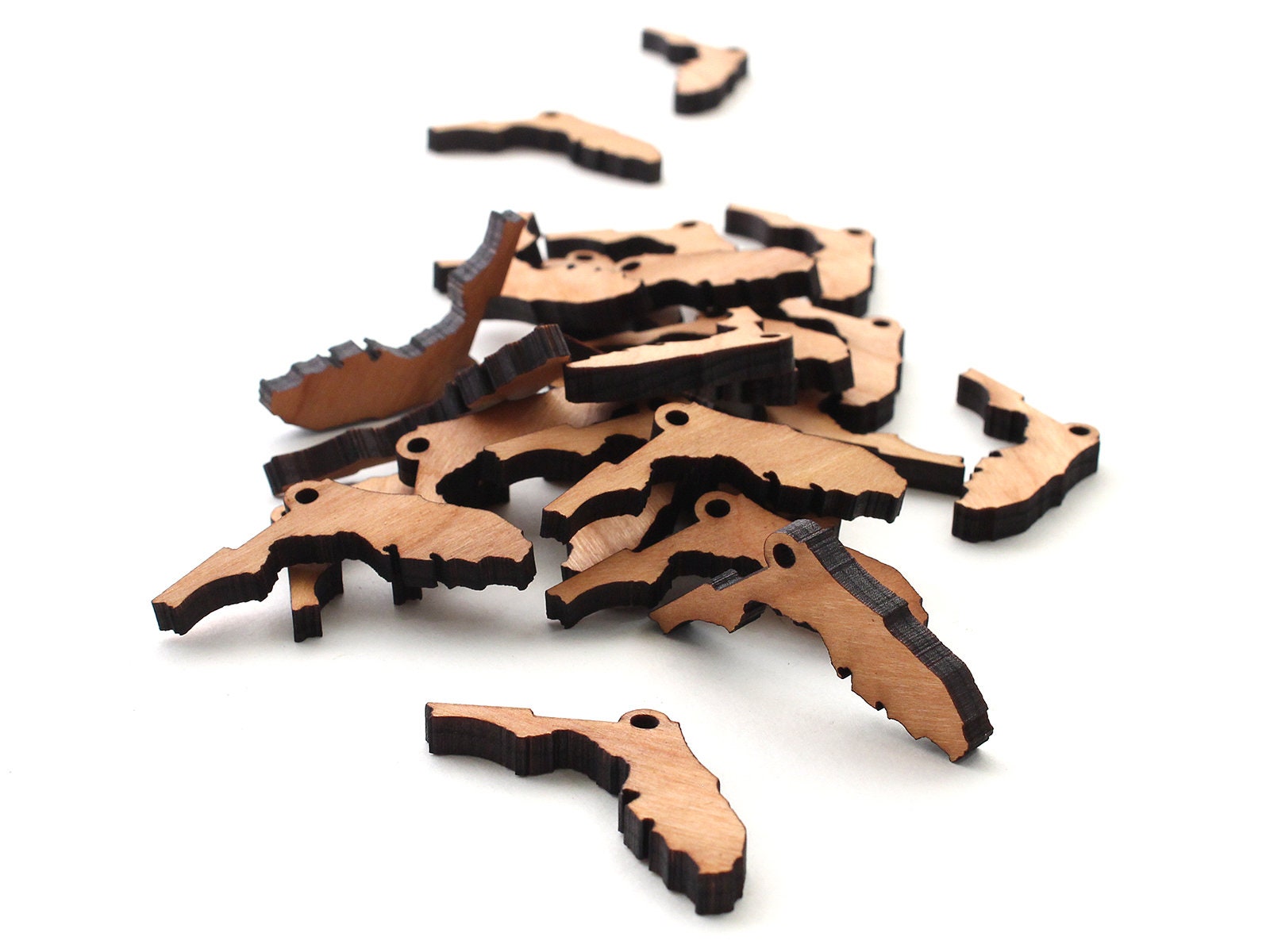 Florida FL Mini Wood Charms - State Cutout Jewelry and Craft Accessory ...